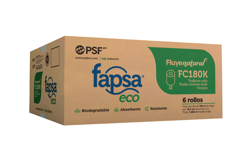 TR03691 FAPSA ECO FC180K KRAFT C/6 TOALLA EN ROLLO | Provex